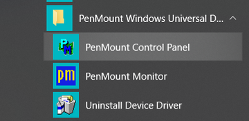 Once the PenMount driver is installed, open the 'PenMount Control Panel ...